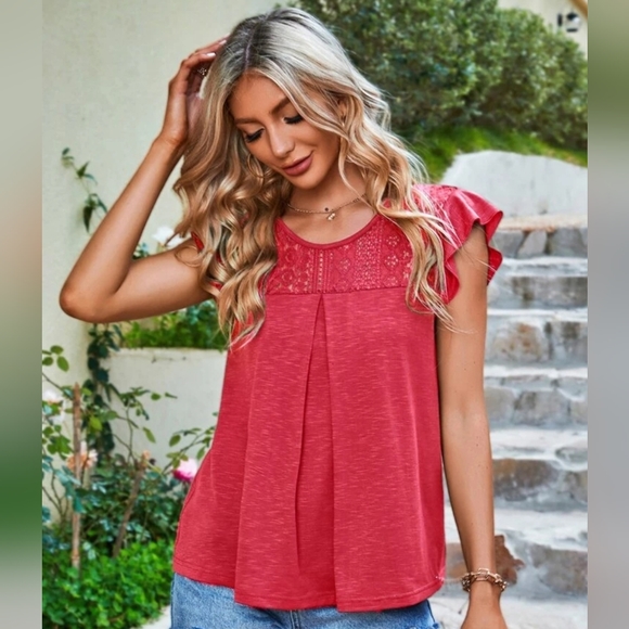SHEIN | Tops | New Xl Red Blouse | Poshmark